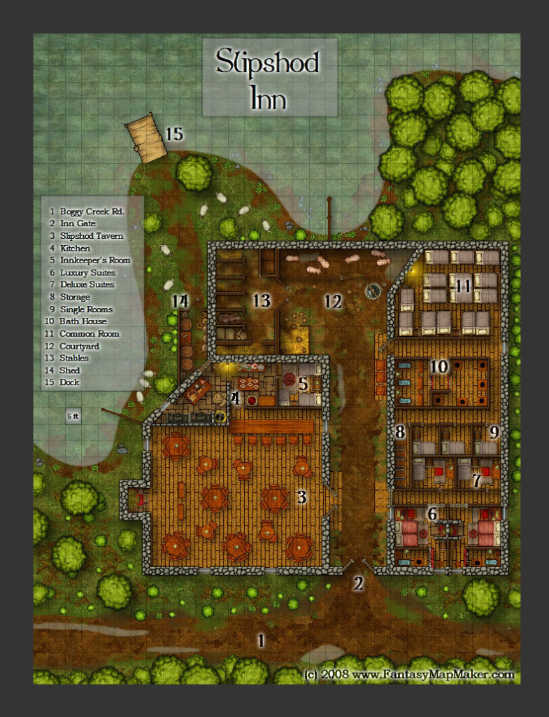 Slipshod Inn & Tavern - Free Fantasy Maps
